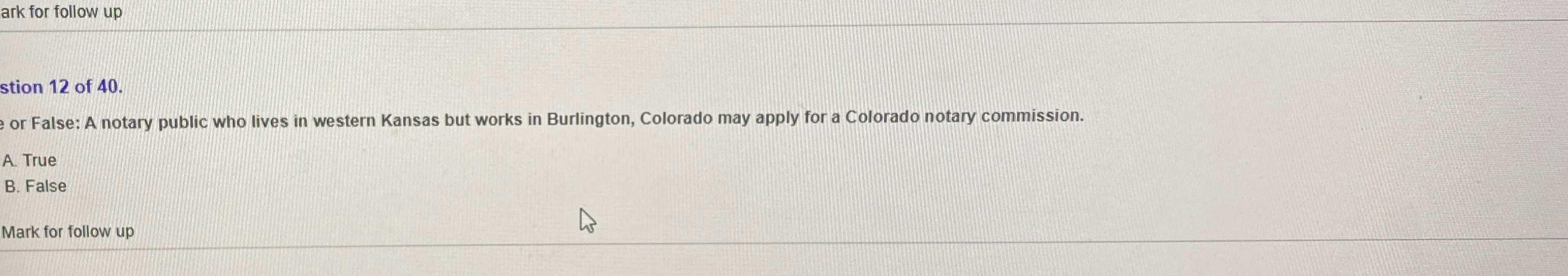 Solved stion 12 ﻿of 40 .or False: A notary public who lives | Chegg.com