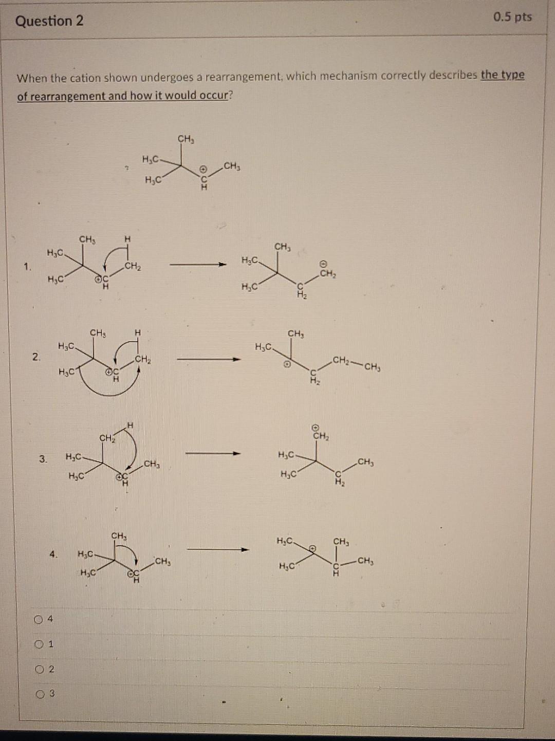Solved When the cation shown undergoes a rearrangement; | Chegg.com