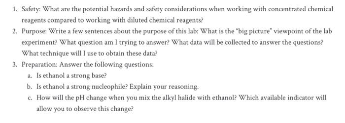 Solved 1. Safety: What are the potential hazards and safety | Chegg.com