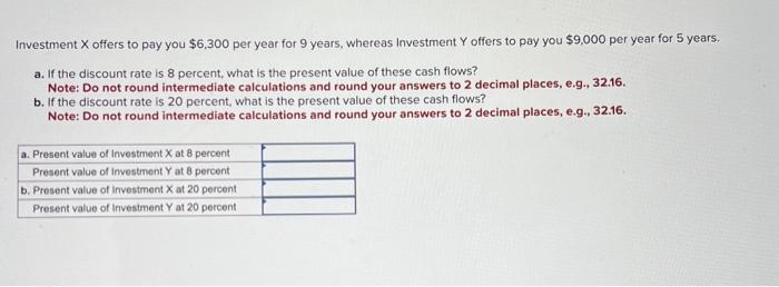 Solved Investment X offers to pay you $6,300 per year for 9 | Chegg.com