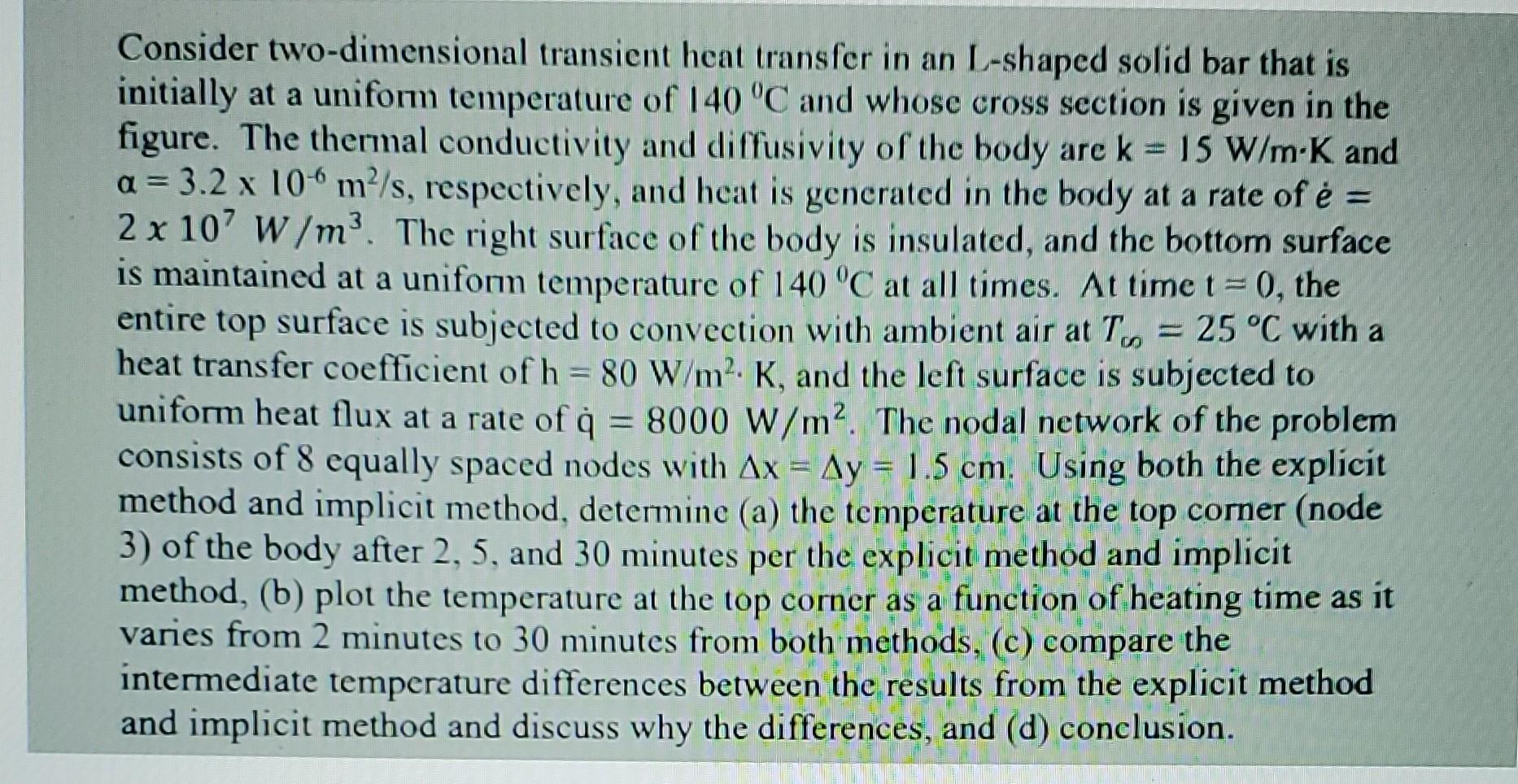 Solved Consider two-dimensional transient heat transfer in | Chegg.com
