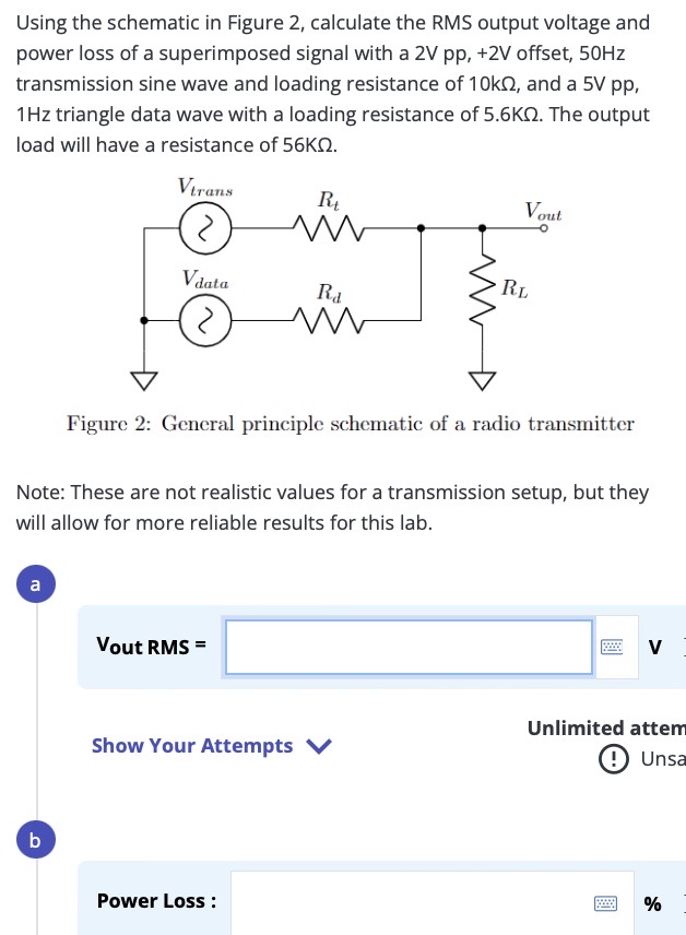 Using the schematic in Figure 2, ﻿calculate the RMS | Chegg.com