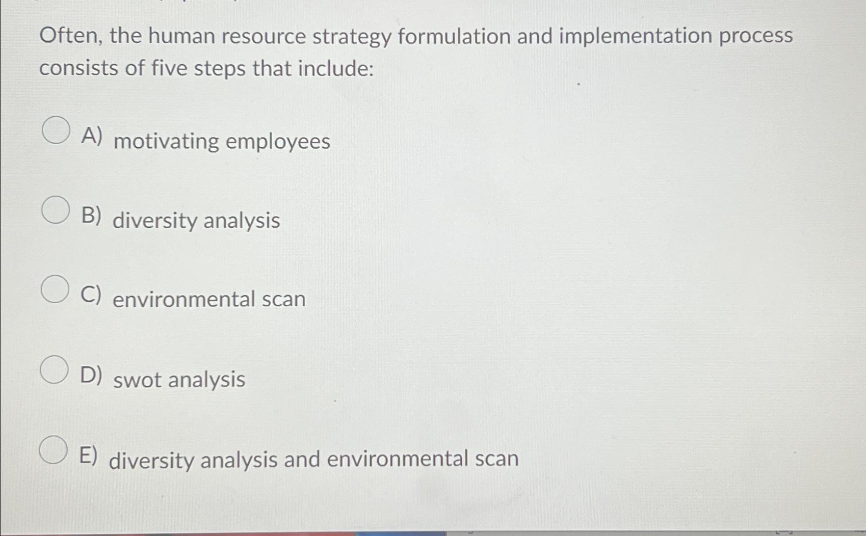 Solved Often, the human resource strategy formulation and | Chegg.com