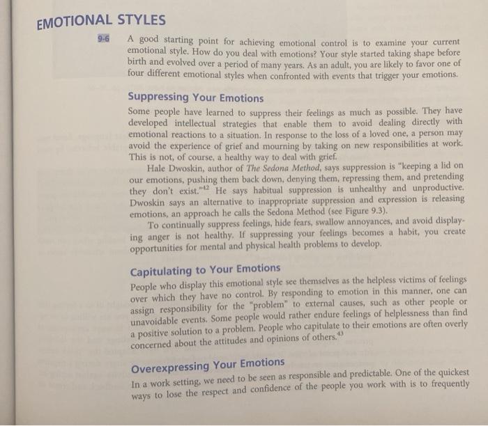 Solved 4. Identify your emotional style and then present | Chegg.com