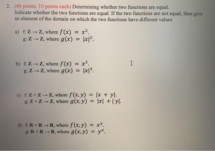 Solved 2. (40 points, 10 points each) Determining whether | Chegg.com