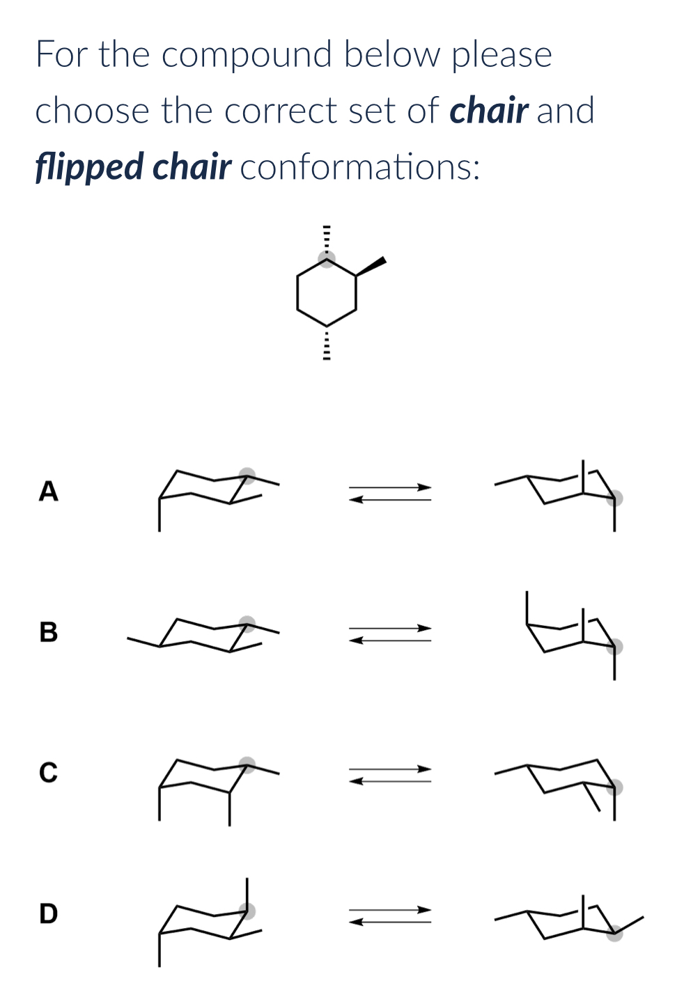 Solved For the compound below please choose the correct set | Chegg.com