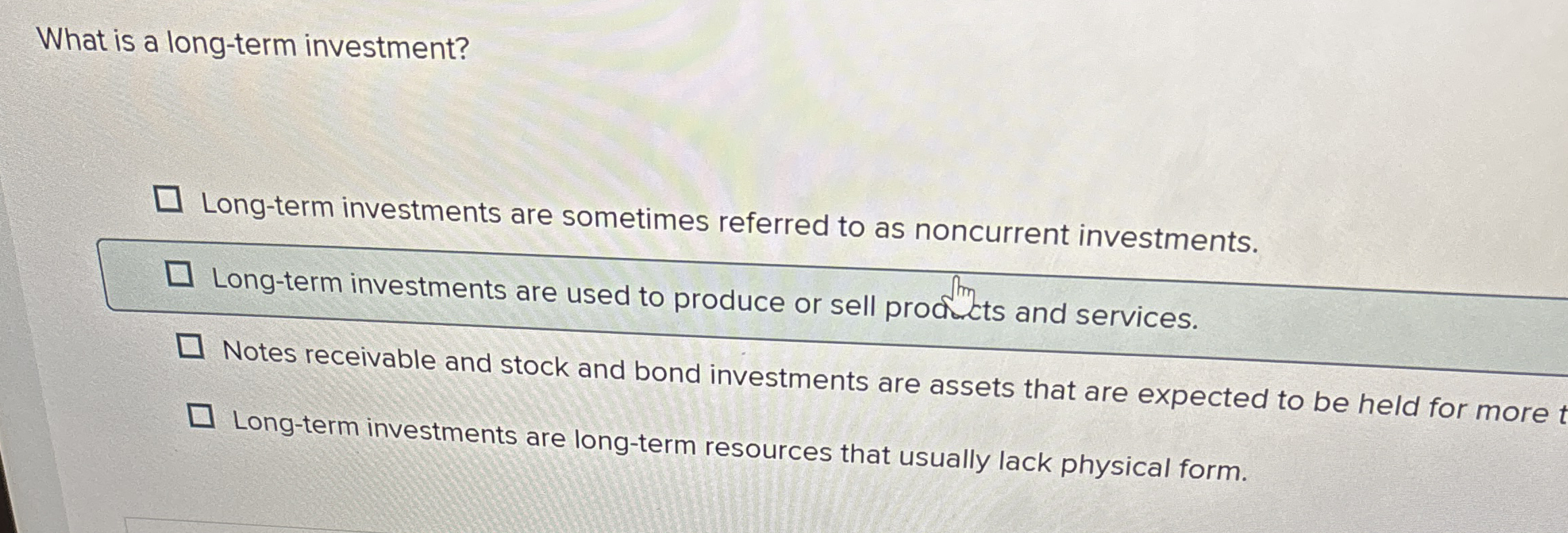 What is a long-term investment?Long-term investments | Chegg.com