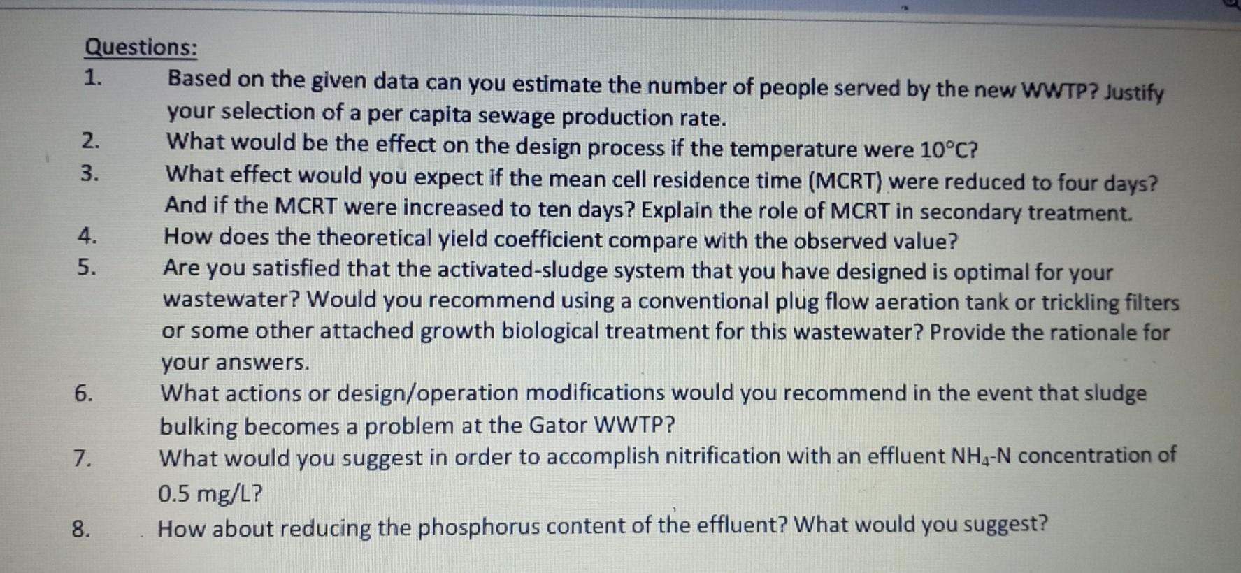 Solved IV. Complete-mix Activated Sludge System Design a | Chegg.com