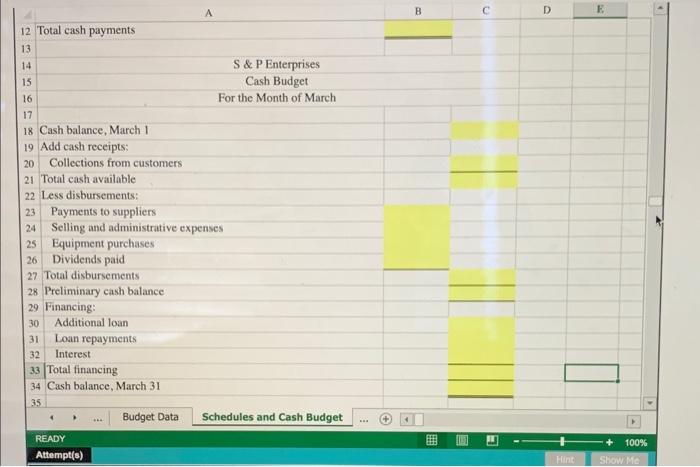 Solved Budget with supporting cash collections and disbursed | Chegg.com