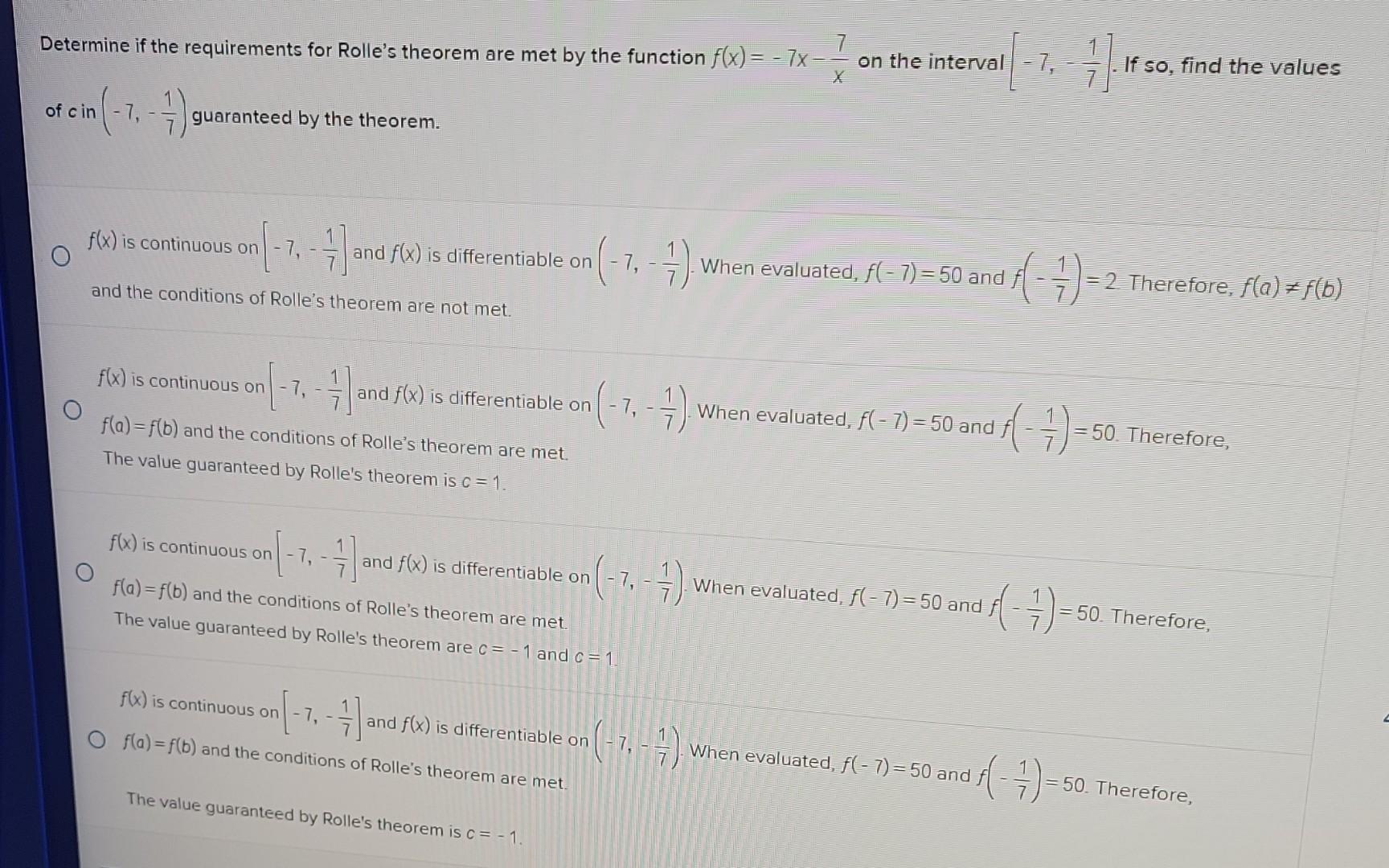 Solved Determine if the requirements for Rolle's theorem are | Chegg.com