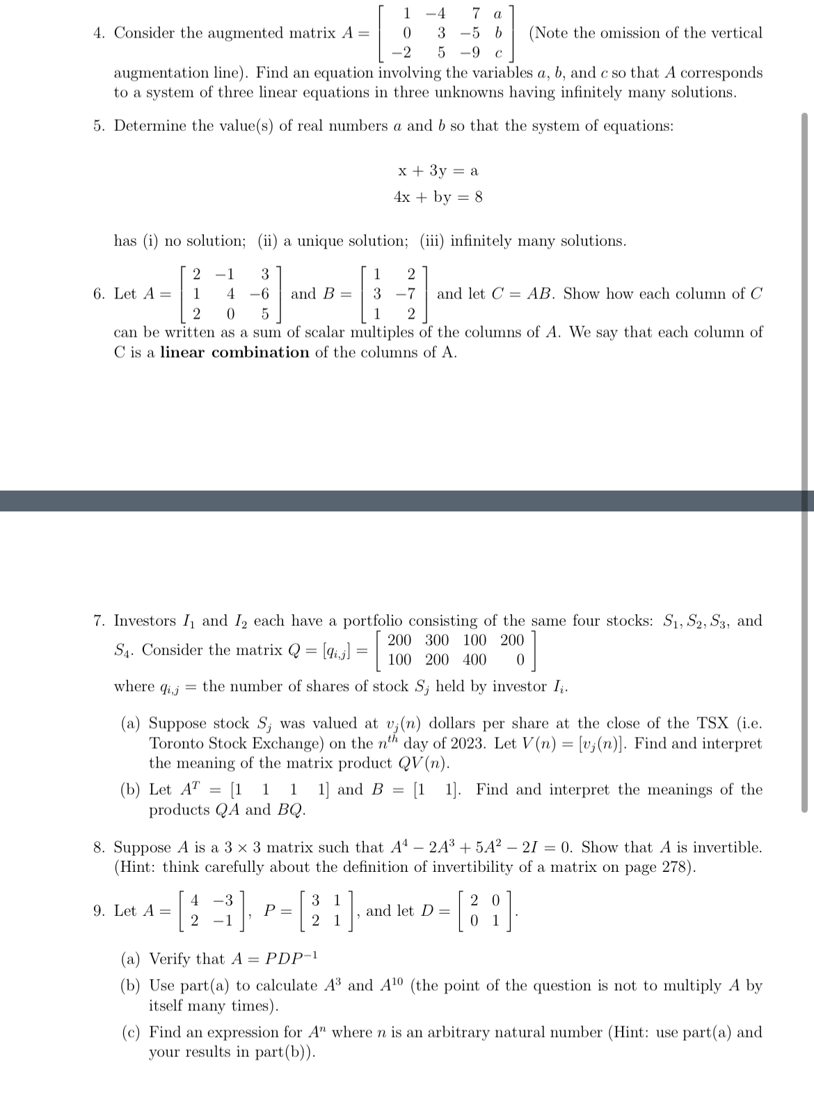 Solved Consider the augmented matrix | Chegg.com