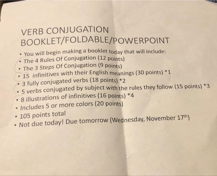 VERB CONJUGATION BOOKLET/FOLDABLE/POWERPOINT • You | Chegg.com