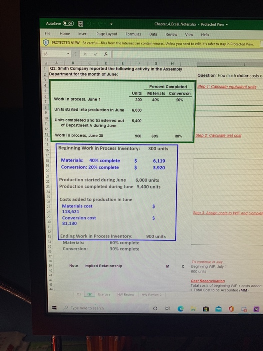 Solved AutoSave TC Chapter 4 Excel Notes lsx Protected View | Chegg.com