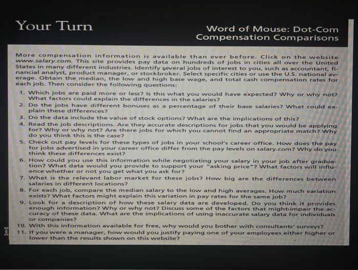 Solved Your Turn Word of Mouse: Dot Com Compensation | Chegg.com