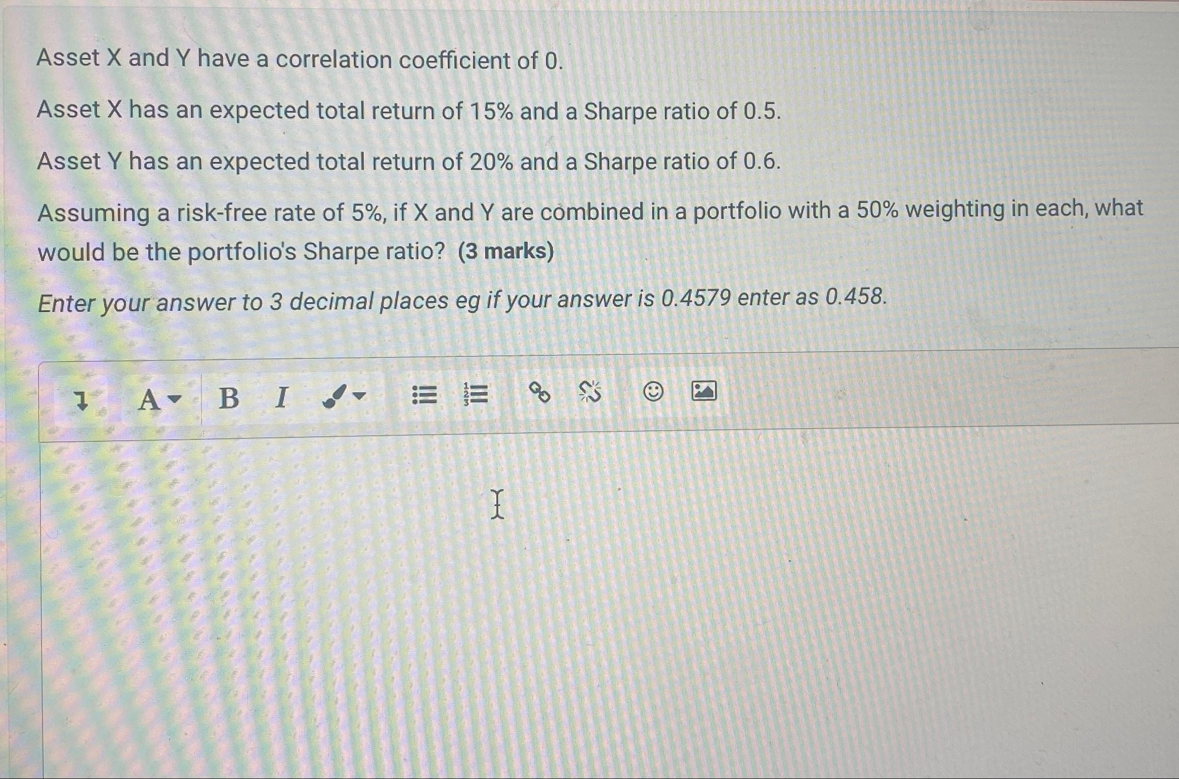 Solved Asset x ﻿and Y ﻿have a correlation coefficient of | Chegg.com