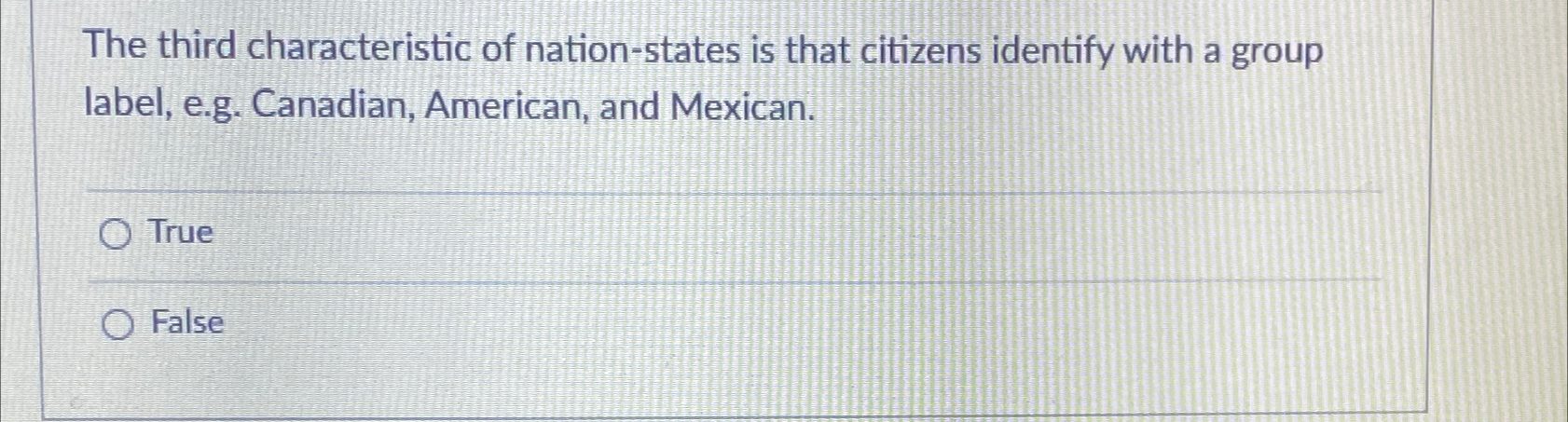 Solved The third characteristic of nation-states is that | Chegg.com