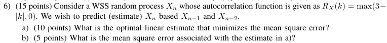 Solved (15 ﻿points) ﻿Consider a WSS random process xn ﻿whose | Chegg.com