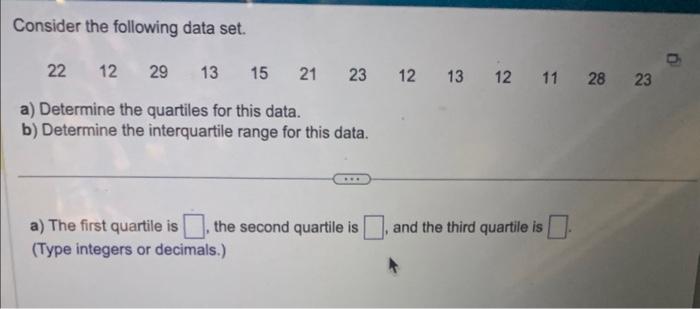 Solved Consider the following data set. | Chegg.com