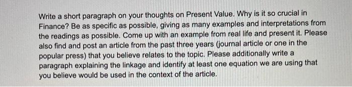 Solved Write a short paragraph on your thoughts on Present | Chegg.com