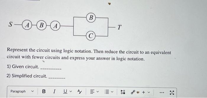 Solved Represent the circuit using logic notation. Then | Chegg.com