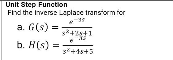 Solved e-35 Unit Step Function Find the inverse Laplace | Chegg.com