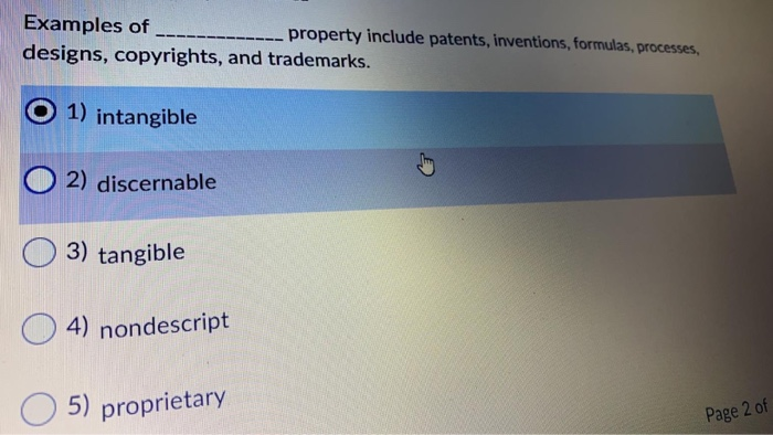 Solved Examples of --- property include patents, inventions, | Chegg.com