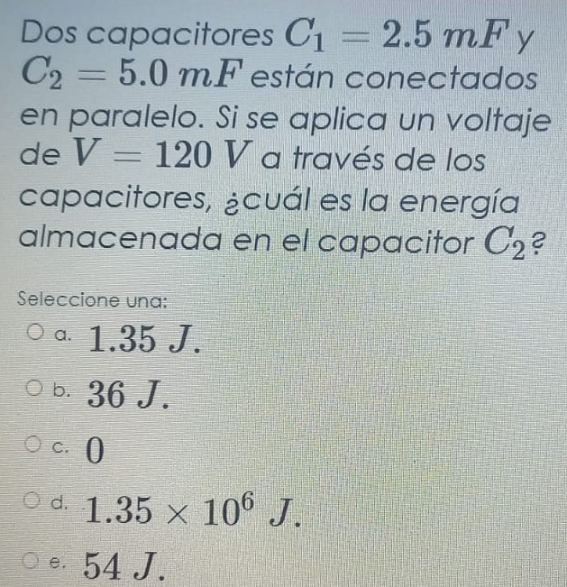 Solved Dos capacitores C1=2.5mF ﻿y C2=5.0mF ﻿están | Chegg.com