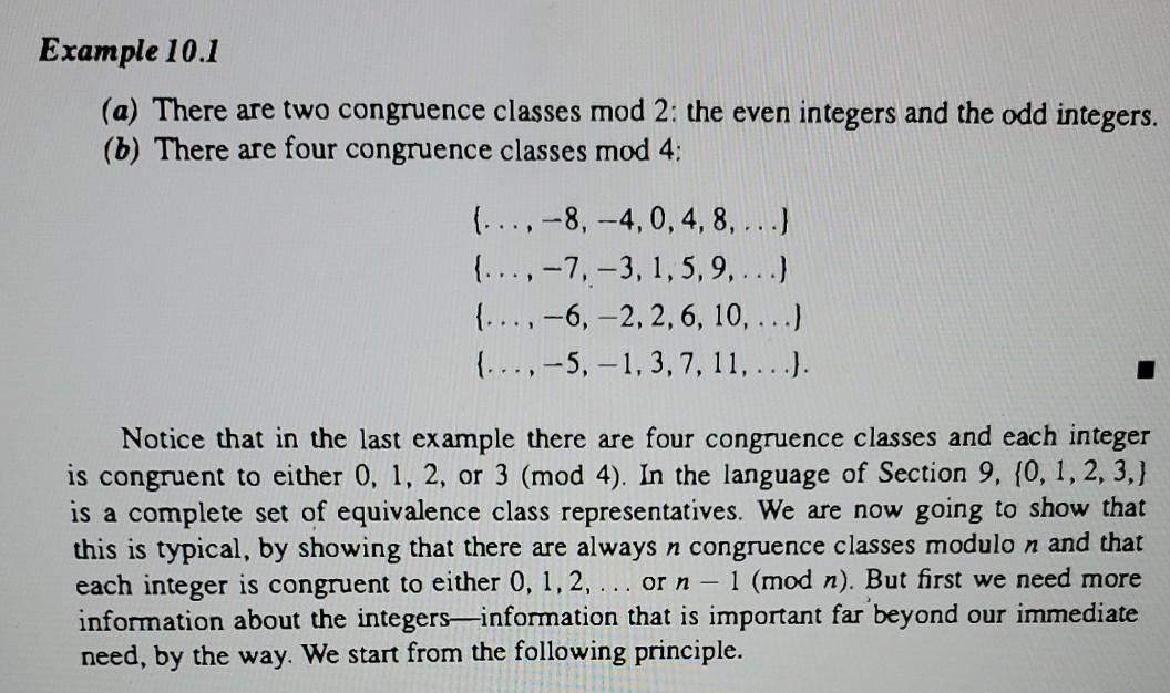 Solved (1a) Example 10.1(b) shows the four congruence | Chegg.com