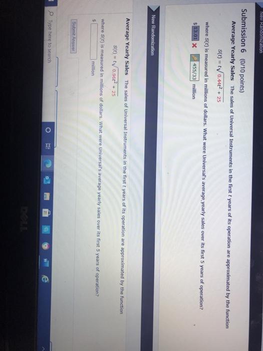 Solved New Randomization Submission 6 (0/10 points) Average | Chegg.com