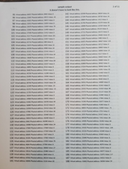 Solved Virtual Memory Manager Project in C. write a program | Chegg.com