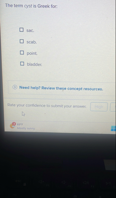 Solved The term cyst is Greek | Chegg.com
