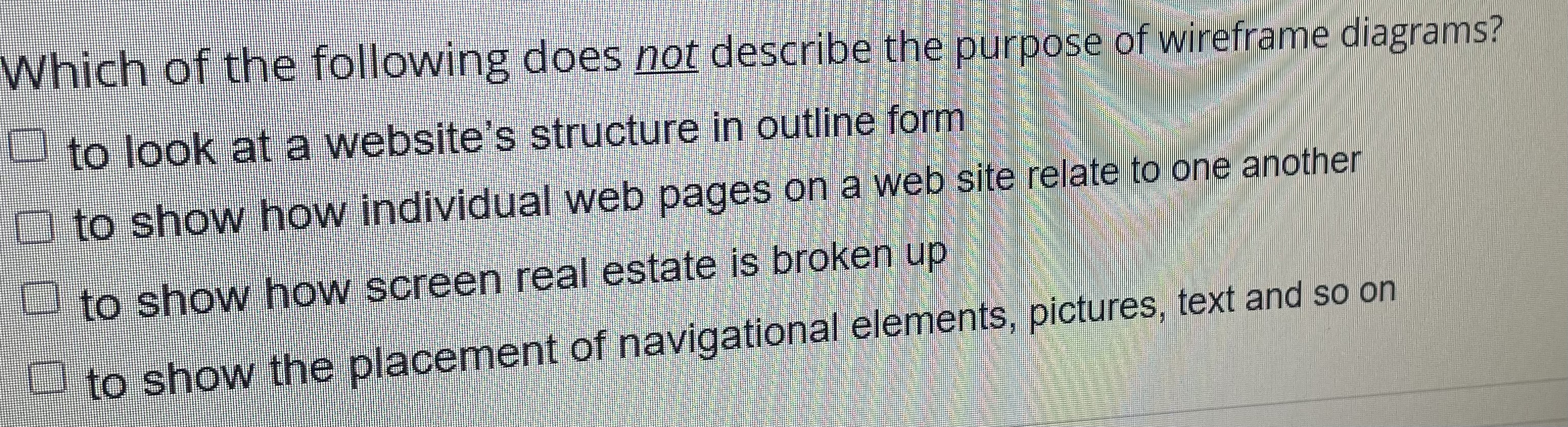 Solved Which of the following does not describe the purpose | Chegg.com