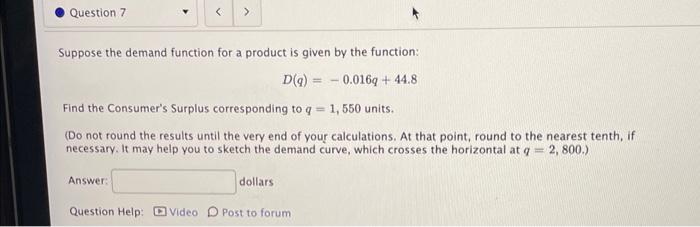 Solved Suppose the demand function for a product is given by | Chegg.com