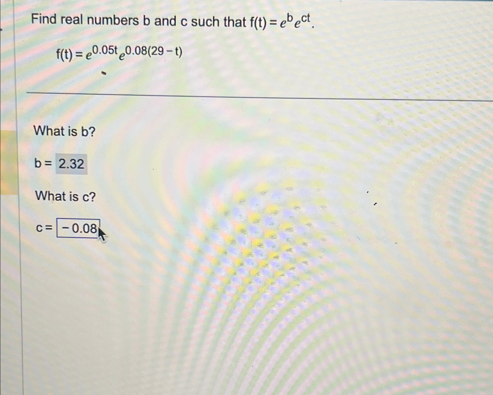 Solved Find real numbers b ﻿and c ﻿such that | Chegg.com