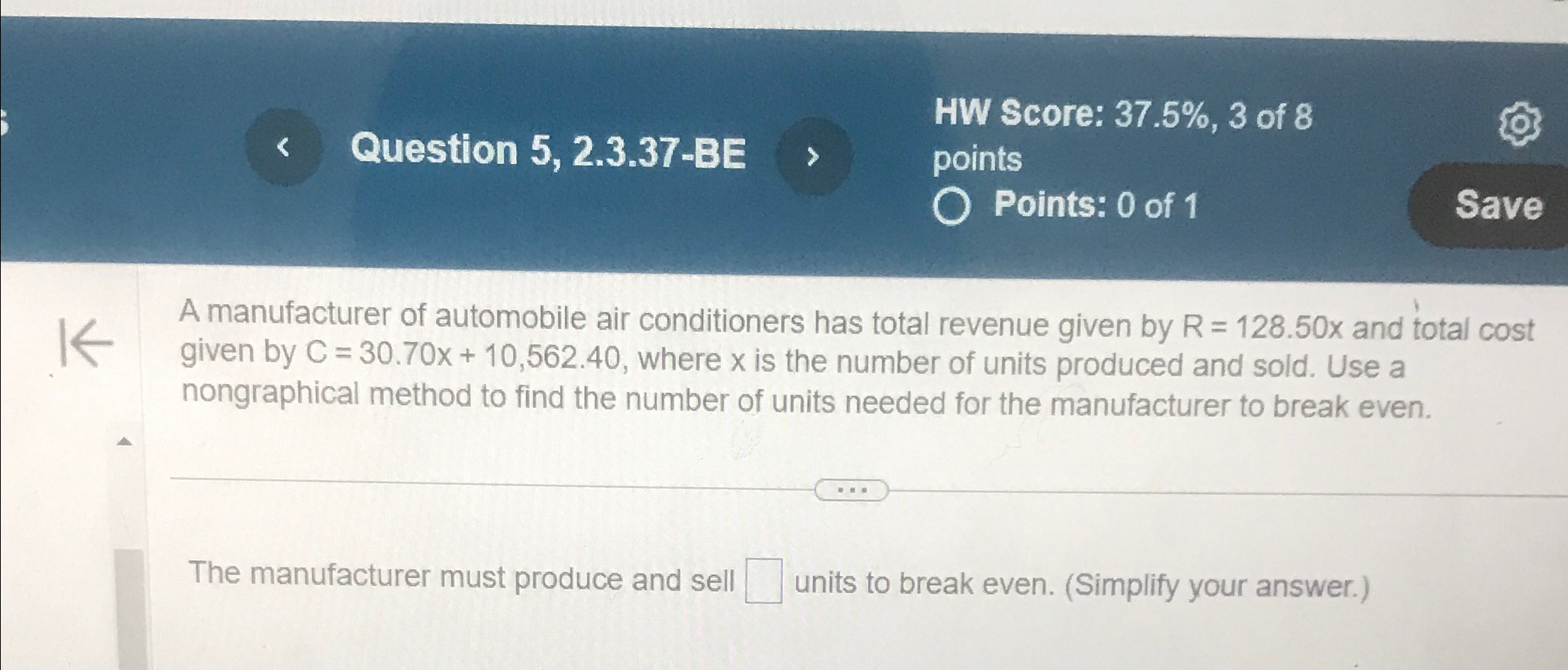 Solved Question 5, 2.3.37-BEHW Score: 37.5%,3 ﻿of | Chegg.com