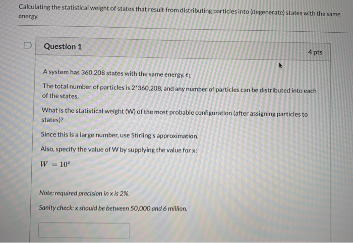 Solved Calculating the statistical weight of states that | Chegg.com