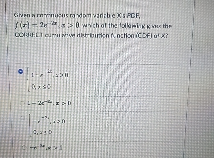 Solved q4 ﻿Given a continuous random variable X'S | Chegg.com