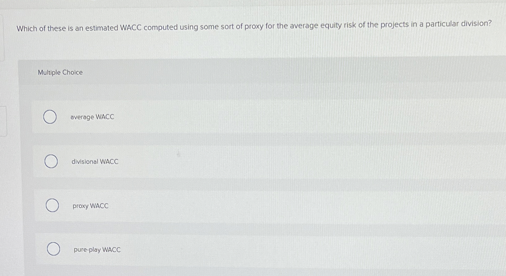 Solved Which of these is an estimated WACC computed using | Chegg.com
