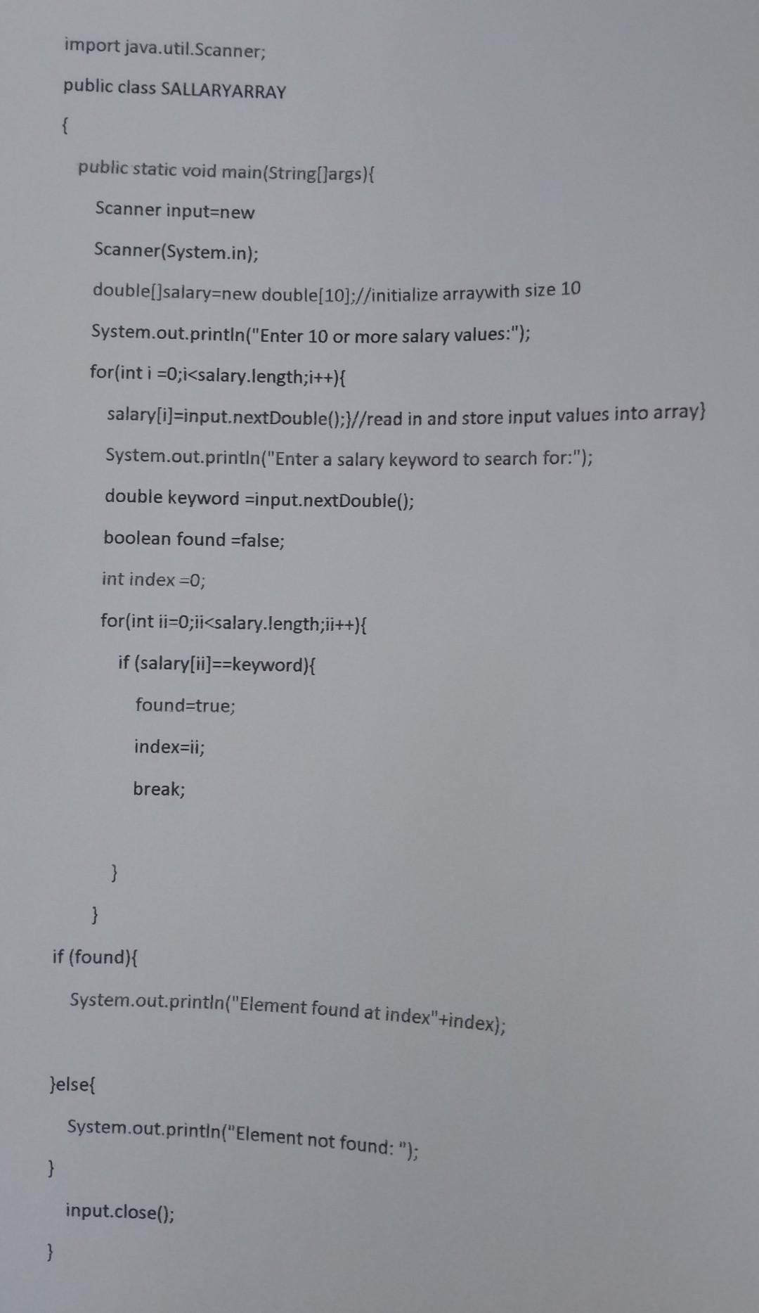 Solved import java.util.Scanner; public class SALLARYARRAY | Chegg.com