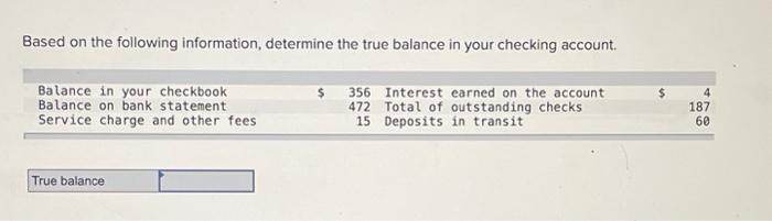 Solved Based on the following information, determine the | Chegg.com