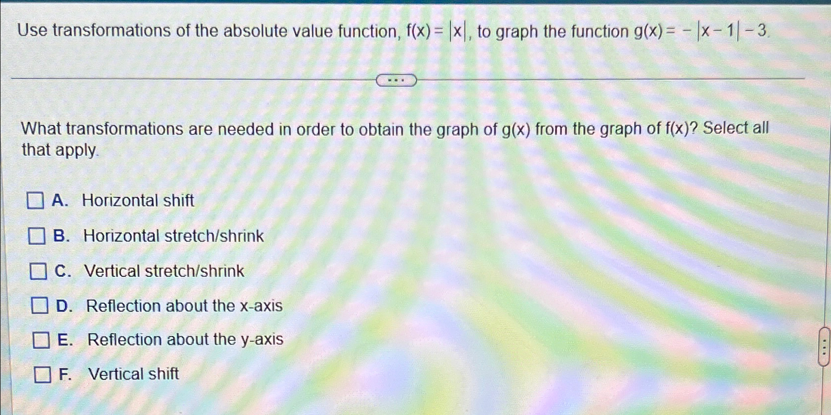 Use transformations of the absolute value function, | Chegg.com