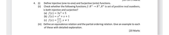 Solved 4. (i) Define Injective (one-to-one) and Surjective | Chegg.com