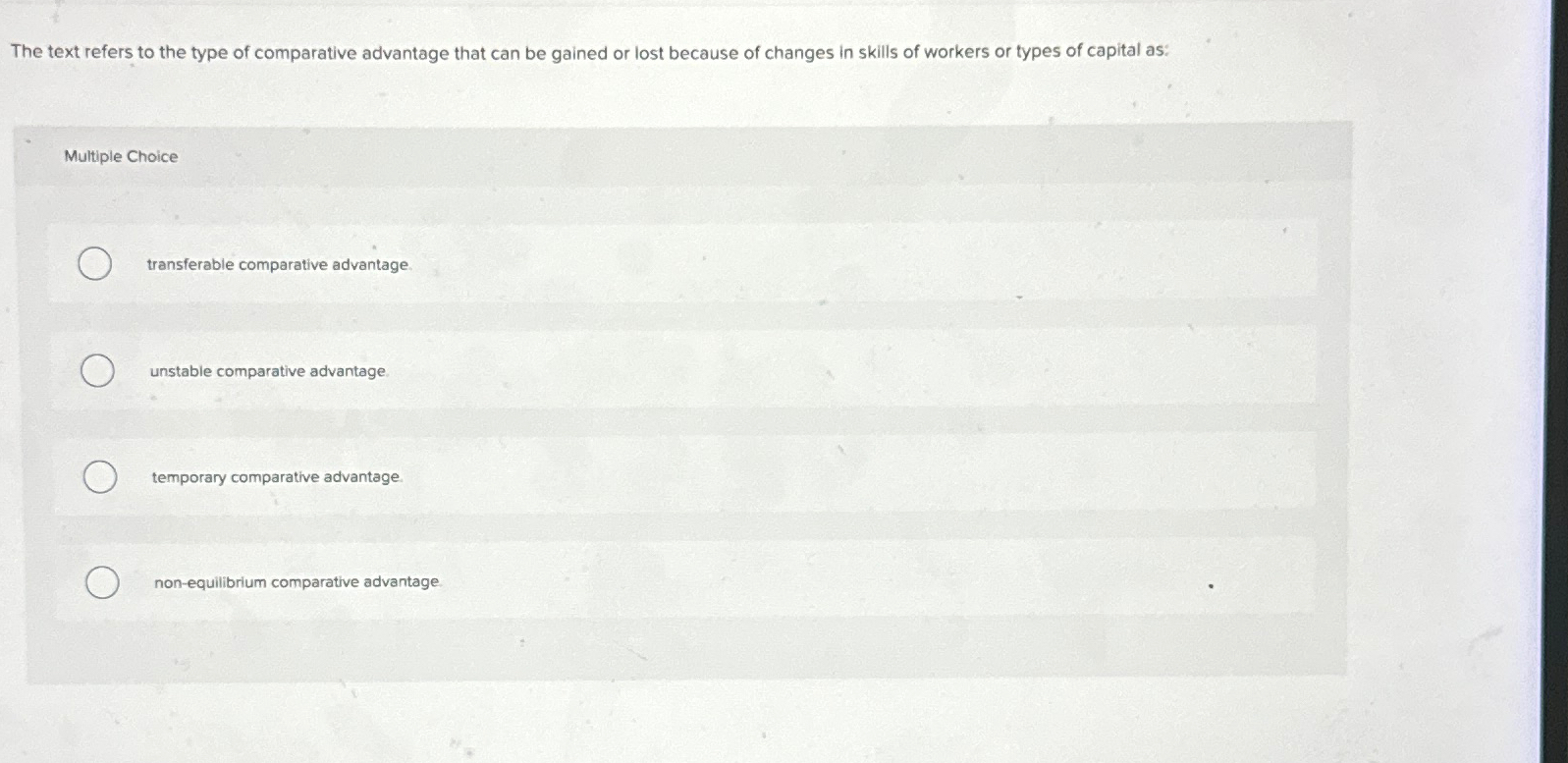 Solved The text refers to the type of comparative advantage | Chegg.com
