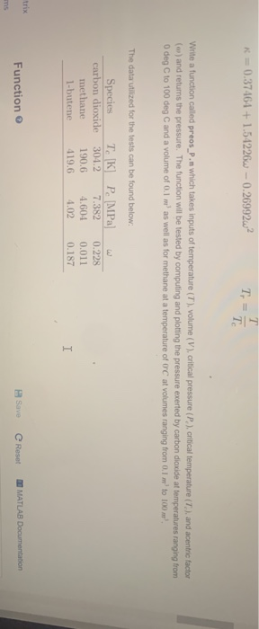 Solved Peng-Robinson equation of state My Solutions > The | Chegg.com