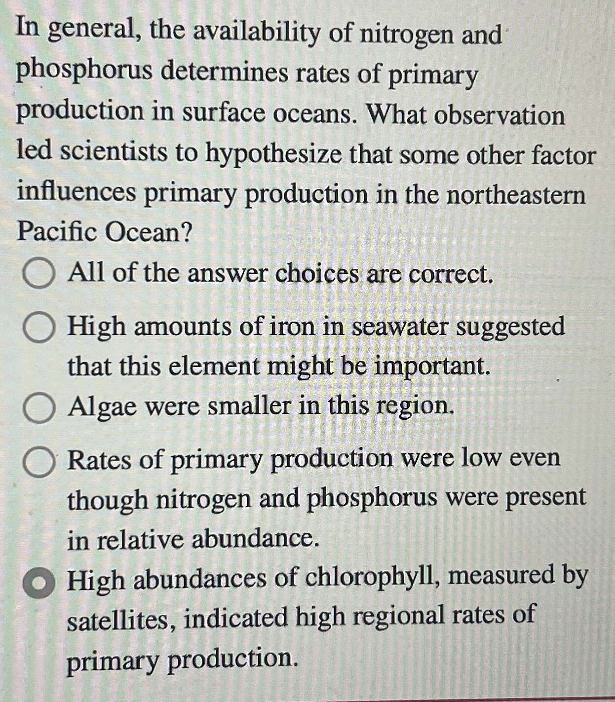 Solved In general, the availability of nitrogen and | Chegg.com