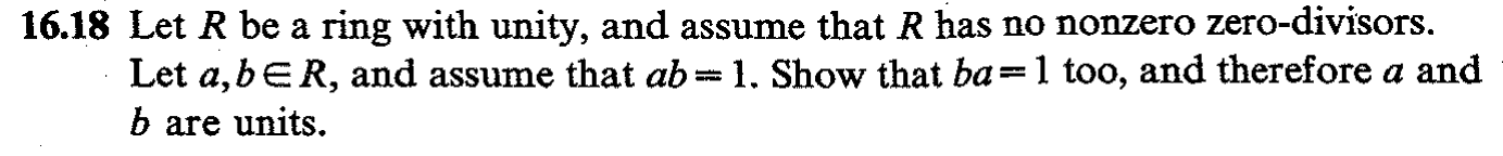 Solved Let R be a ring with unity, and assume that R has no | Chegg.com