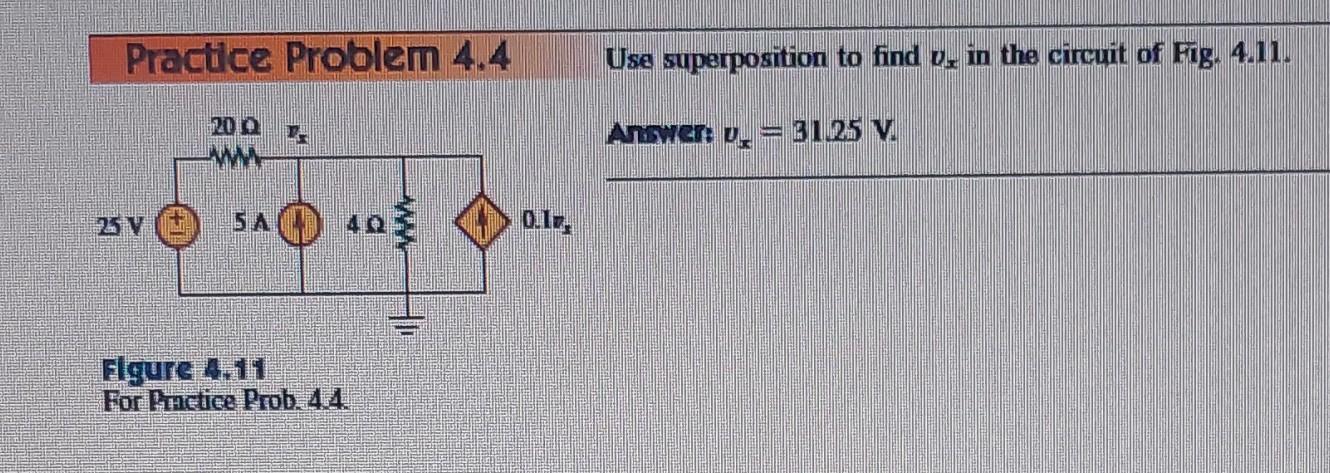Solved Practice Problem 4.4 Use superposition to find vx in | Chegg.com