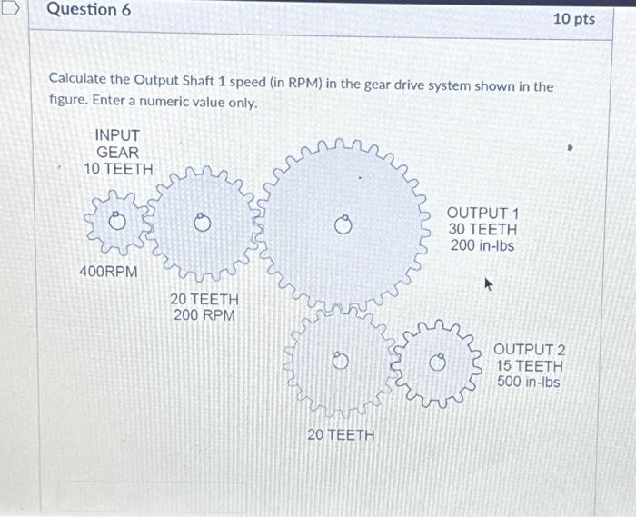 Solved Calculate the Output Shaft 1 speed (in RPM) in the | Chegg.com