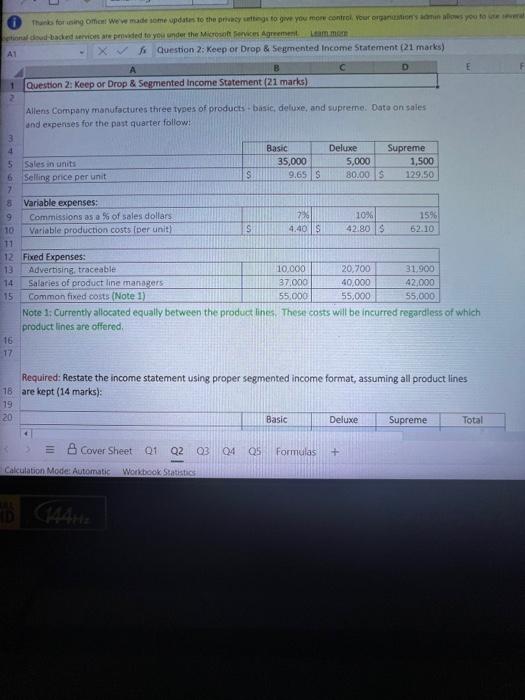Solved A1 = Question 2: Keep or Drop \& Segmented Income | Chegg.com