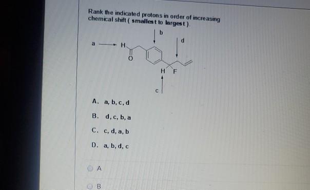 Solved Rank the indicated protons in order of increasing | Chegg.com